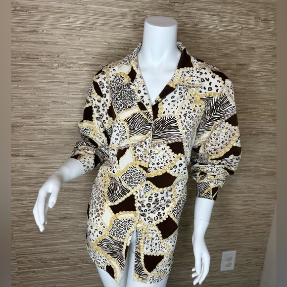 BonWorth | Tops | Vintage Button Front Animal Print Blouse | Poshmark